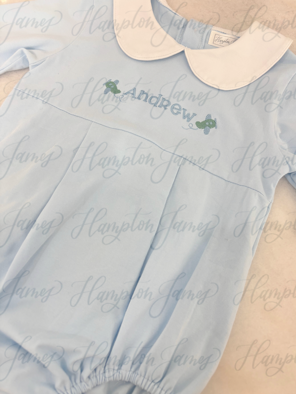 Logan Light Blue Collared Bubble – The Stitching Seed Embroidery Company